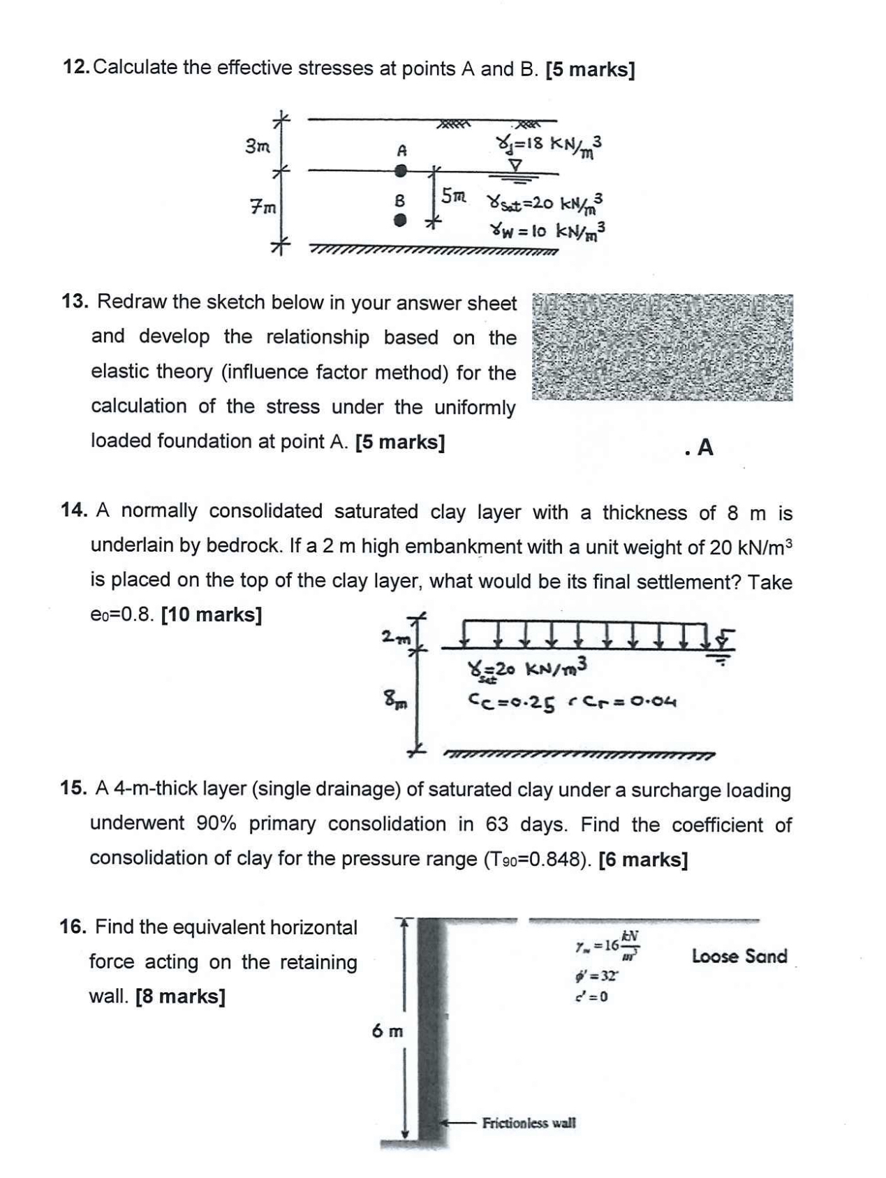 Solved Calculate the effective stresses at points A and | Chegg.com