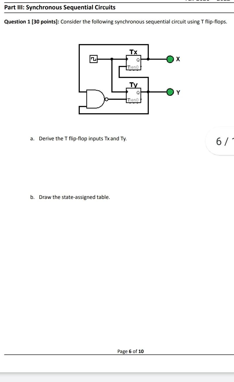 Solved Part III: Synchronous Sequential Circuits Question 1 | Chegg.com