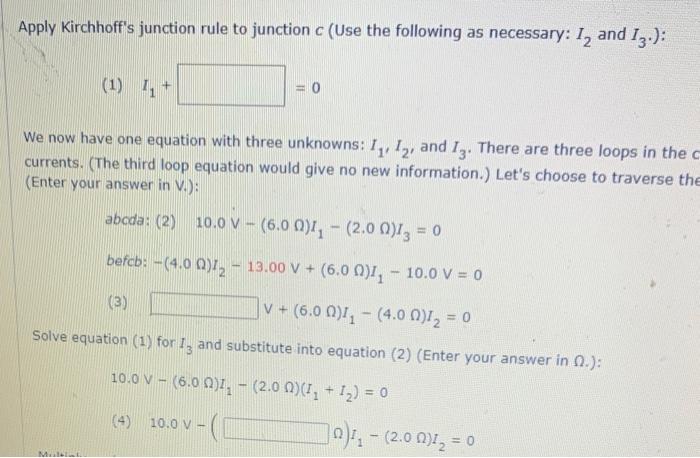 Solved Apply Kirchhoff's junction rule to junction c (Use | Chegg.com