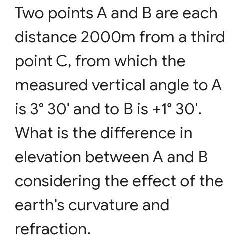 Solved Two points A and B are each distance 2000m from a | Chegg.com