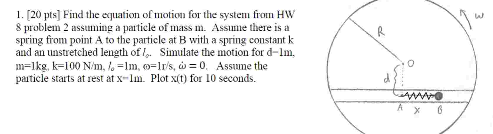 Solved [20 pts] ﻿Find the equation of ﻿motion for the system | Chegg.com