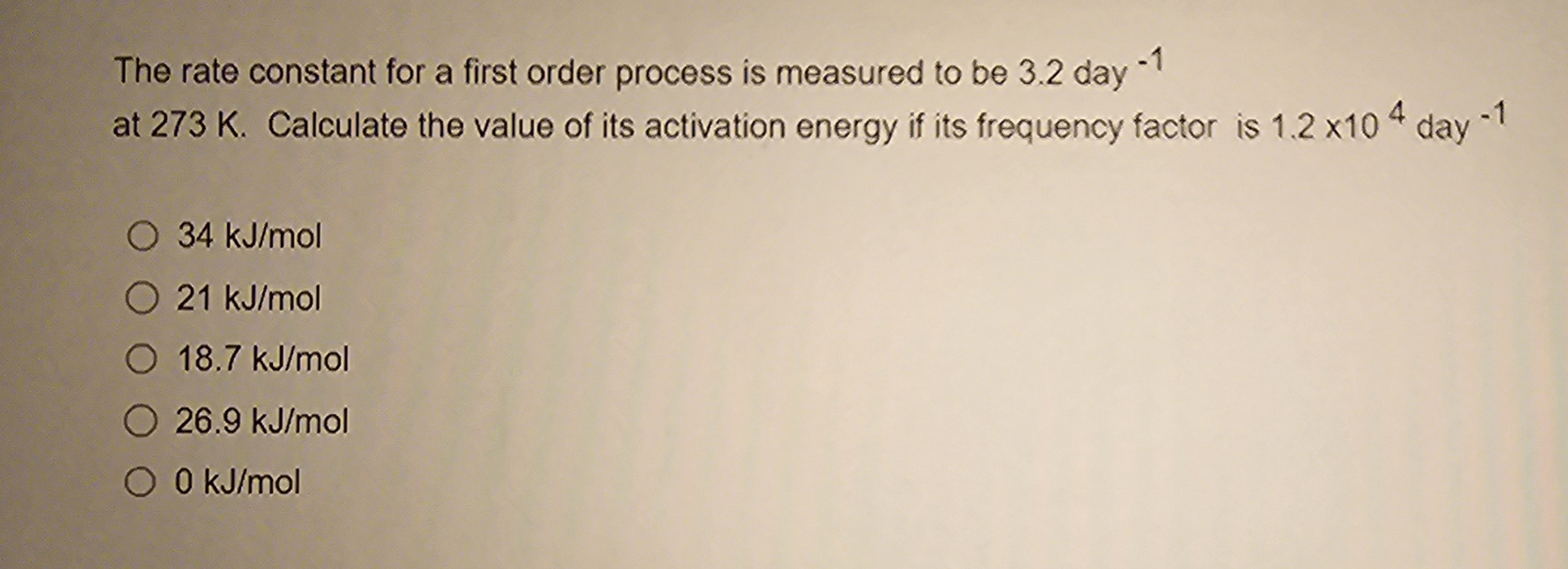 Solved The rate constant for a first order process is | Chegg.com