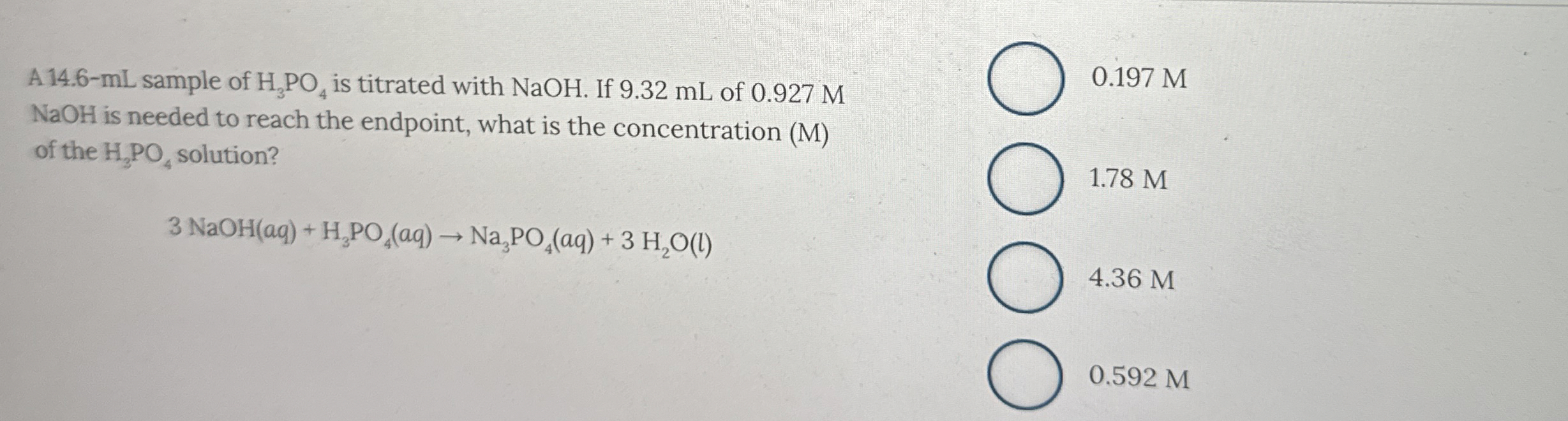 Solved A 14.6-mL sample of H3PO4 ﻿is titrated with NaOH. If | Chegg.com