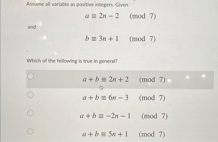 Solved Assume all variable as positive integers. Given a = | Chegg.com