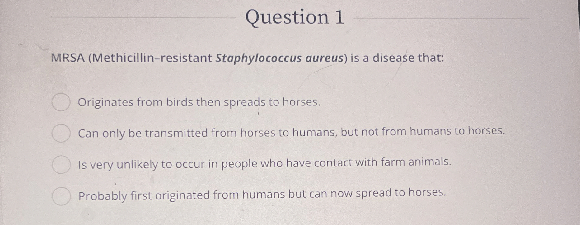Solved Question 1MRSA (Methicillin-resistant Staphylococcus | Chegg.com
