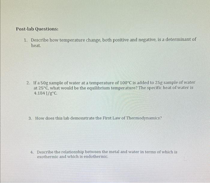 Solved 1. Describe how temperature change, both positive and | Chegg.com