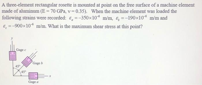 Solved A three-element rectangular rosette is mounted at | Chegg.com