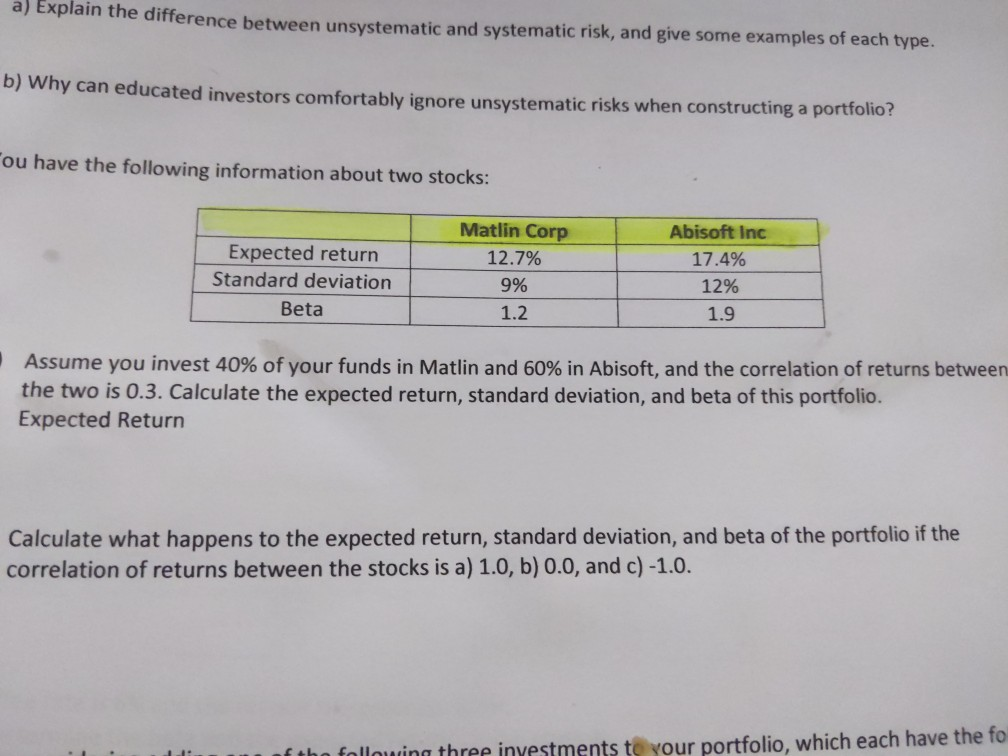 Solved 48 Calculate what happens to the expected return, | Chegg.com