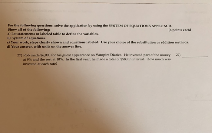 Solved For the following questions, solve the application by | Chegg.com