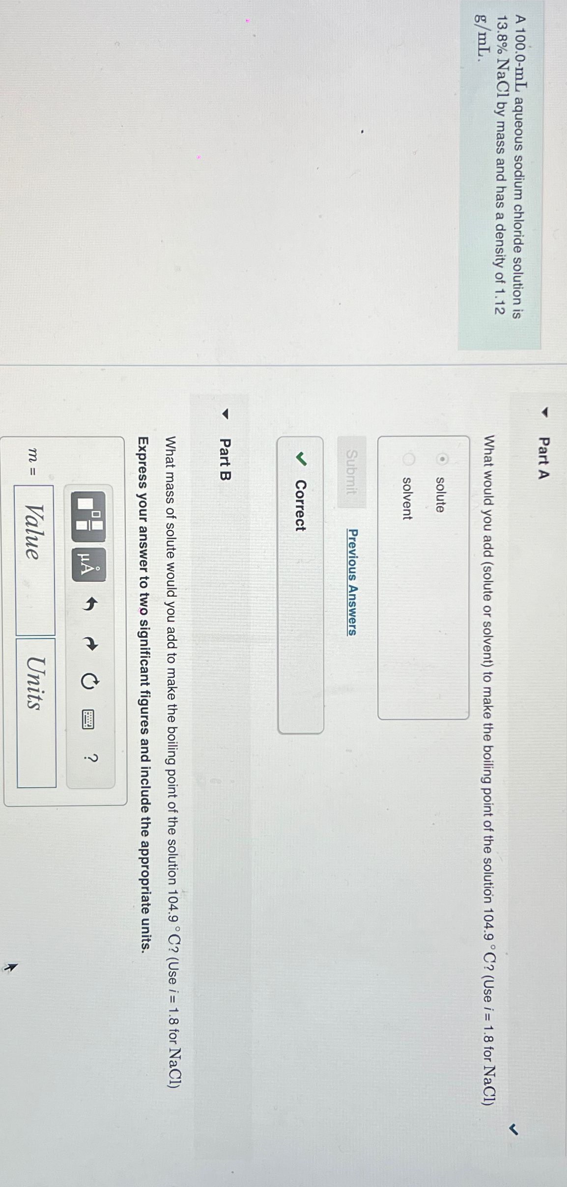Solved Part AA 100.0-mL aqueous sodium chloride solution is | Chegg.com