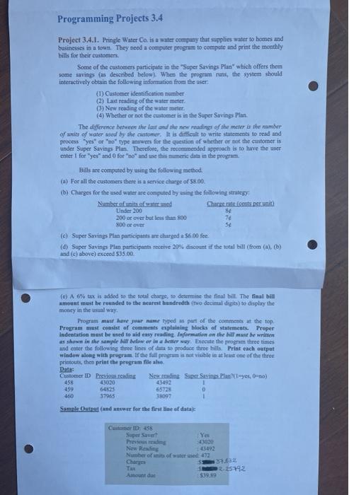 Solved Programming Projects 3.4 Project 3.4.1. Pringle Water | Chegg.com