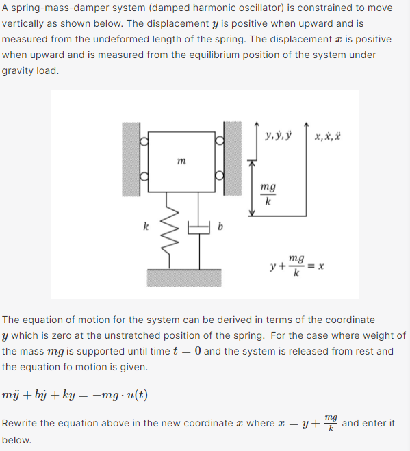 Solved A spring-mass-damper system (damped harmonic | Chegg.com