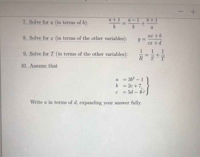 Solved Assignment 1 1. Solve for : 2. Solve for y: 3 + 5x = | Chegg.com