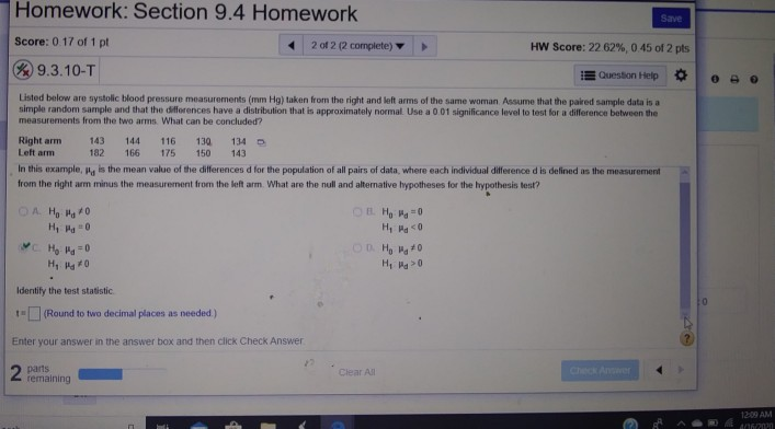 Solved Save Homework Section 9 4 Homework Score 0 17 Of 1