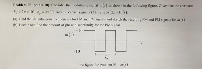 Solved Problem 06 |points 10∣. Consider the modulating | Chegg.com