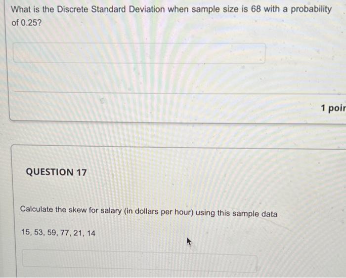 Solved What is the Discrete Standard Deviation when sample | Chegg.com
