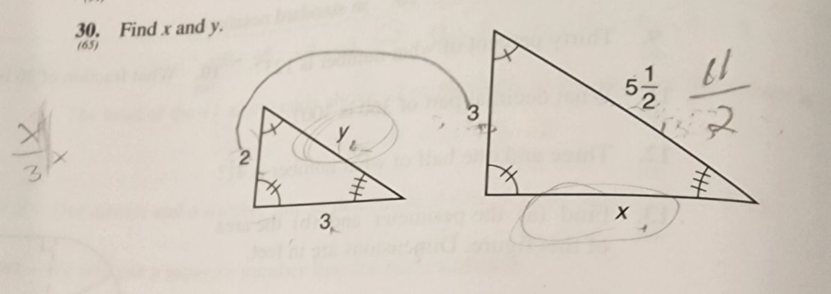 Solved Find x ﻿and y.find x and y on a triangle | Chegg.com
