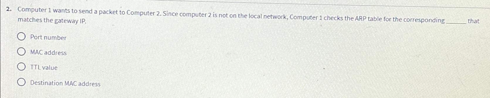 Computer 1 ﻿wants to send a packet to Computer 2. | Chegg.com