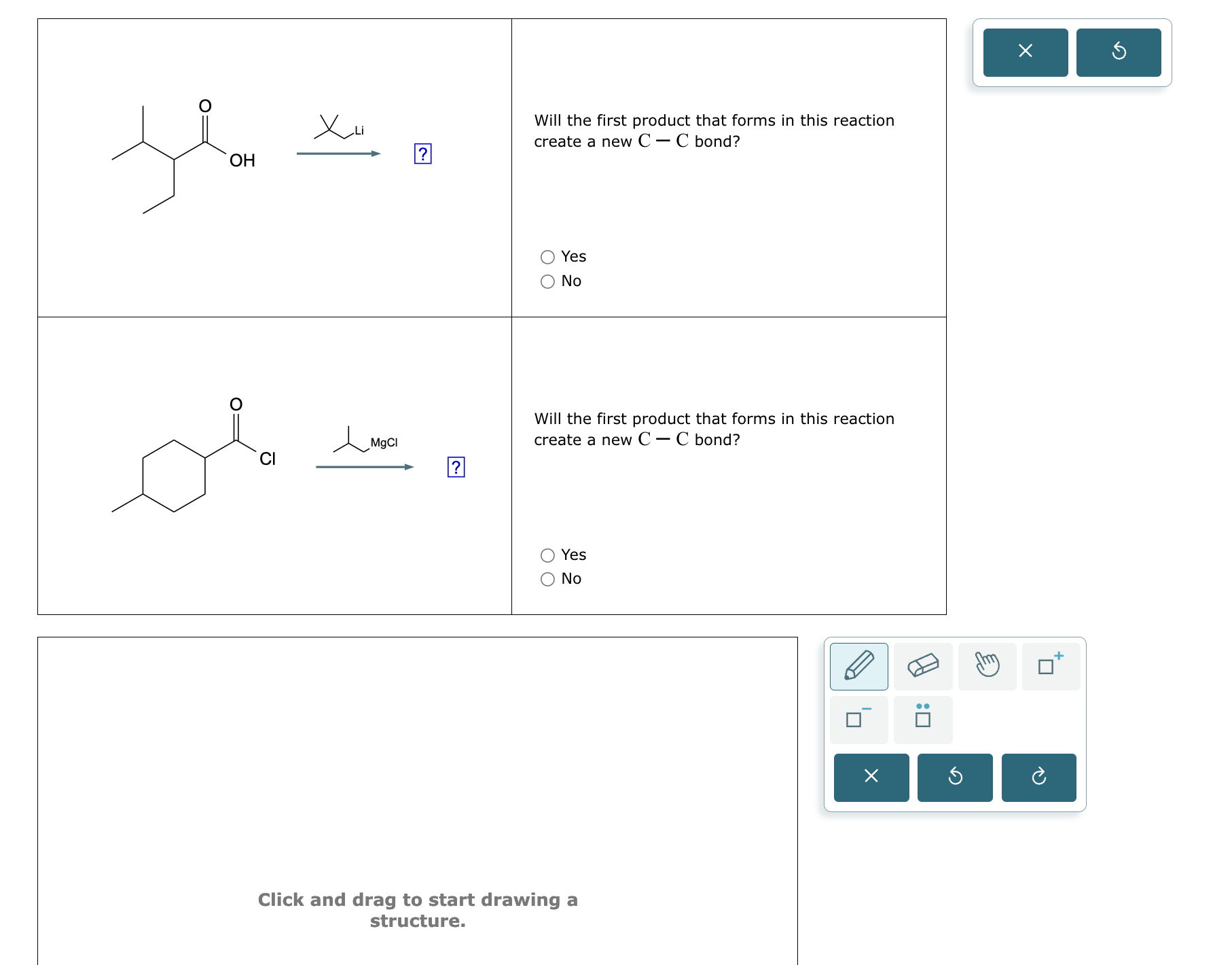 Solved For each reaction below, decide if the first stable | Chegg.com