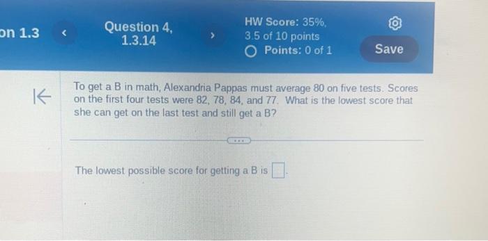 Solved To get a B in math, Alexandria Pappas must average 80 | Chegg.com