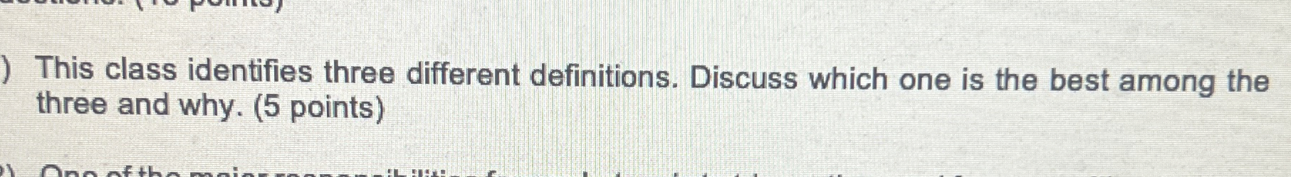 Solved This class identifies three different definitions. | Chegg.com