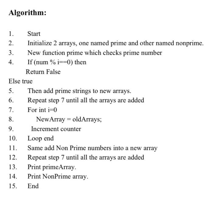 Solved *please write step by step algorithm of this java | Chegg.com