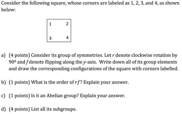 Solved Consider the following square, whose corners are | Chegg.com