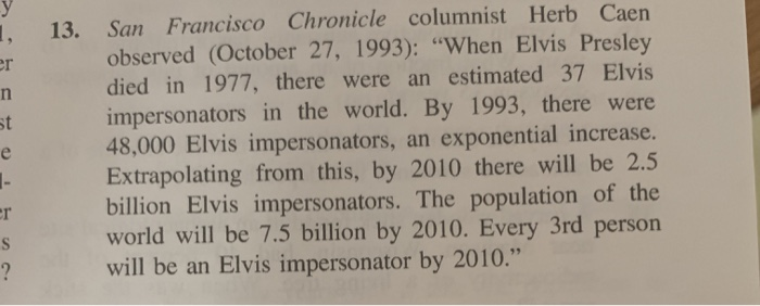 Solved 13. San Francisco Chronicle columnist Herb Caen | Chegg.com