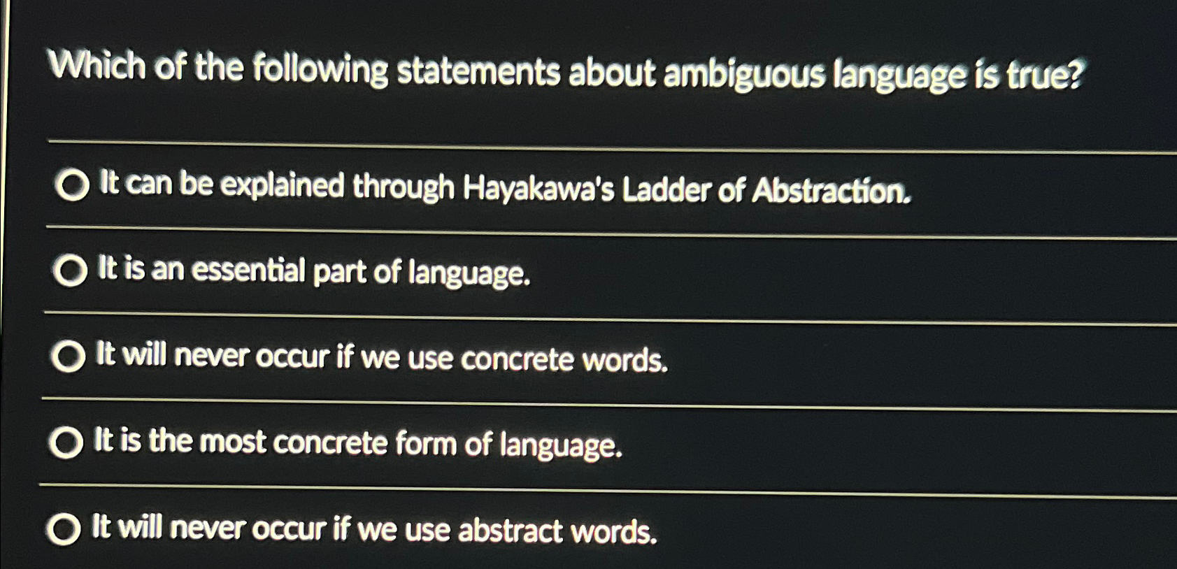 Solved Which of the following statements about ambiguous | Chegg.com