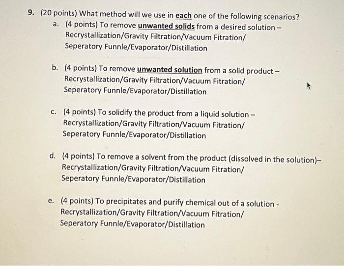 Solved (20 points) What method will we use in each one of | Chegg.com