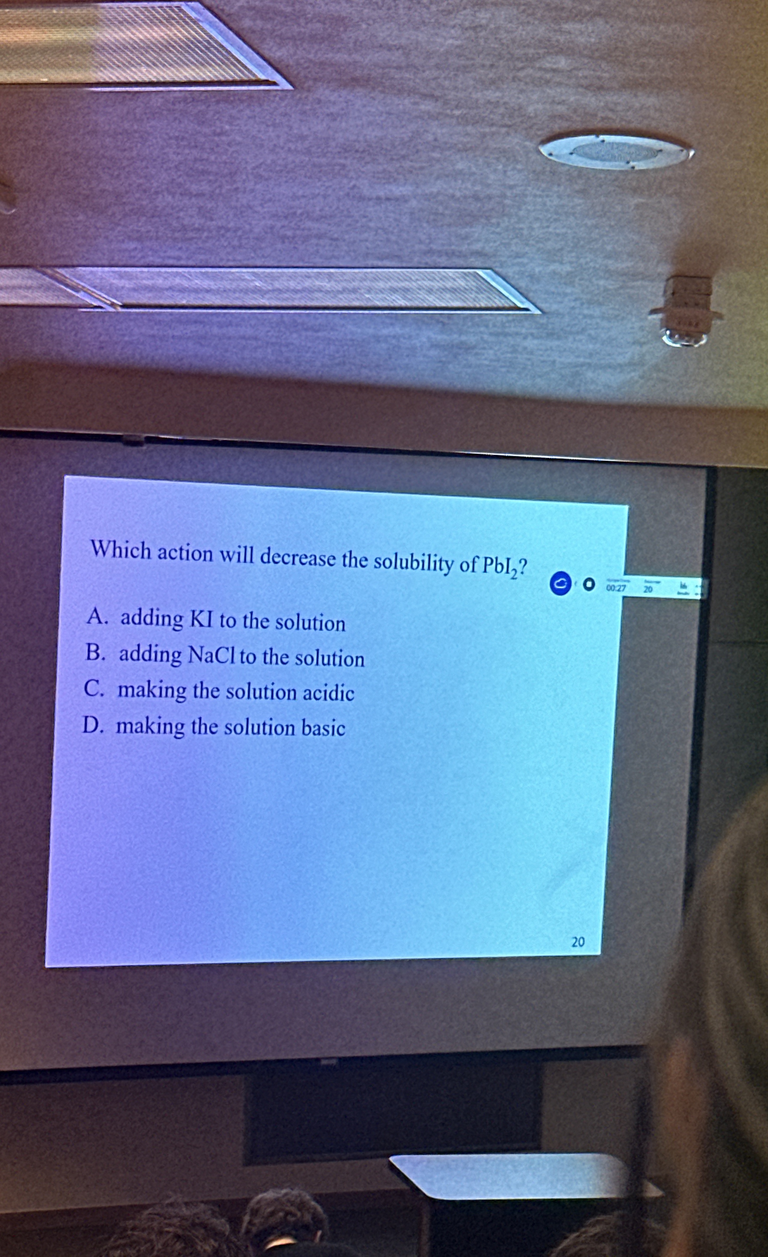 Solved Which action will decrease the solubility of PbI2 ?A. | Chegg.com