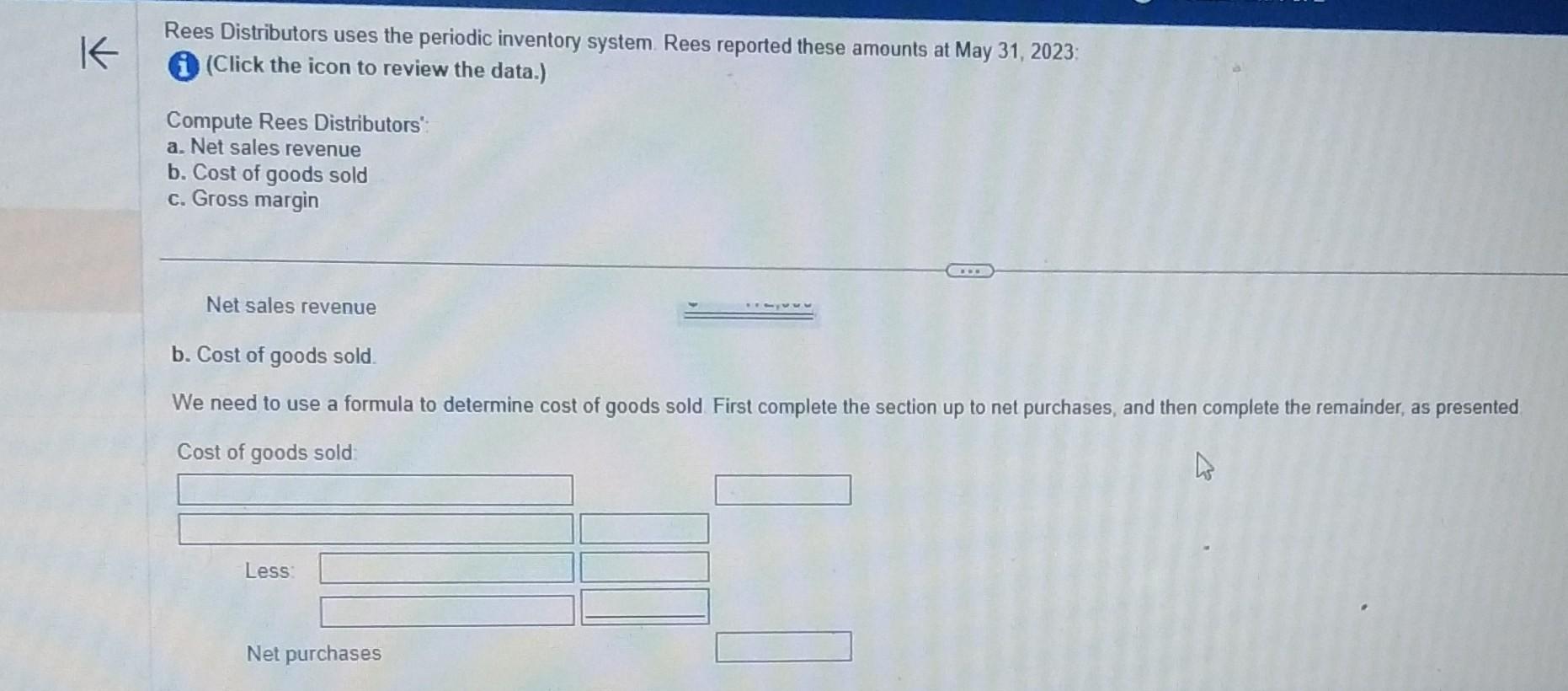 Rees Distributors uses the periodic inventory system. | Chegg.com