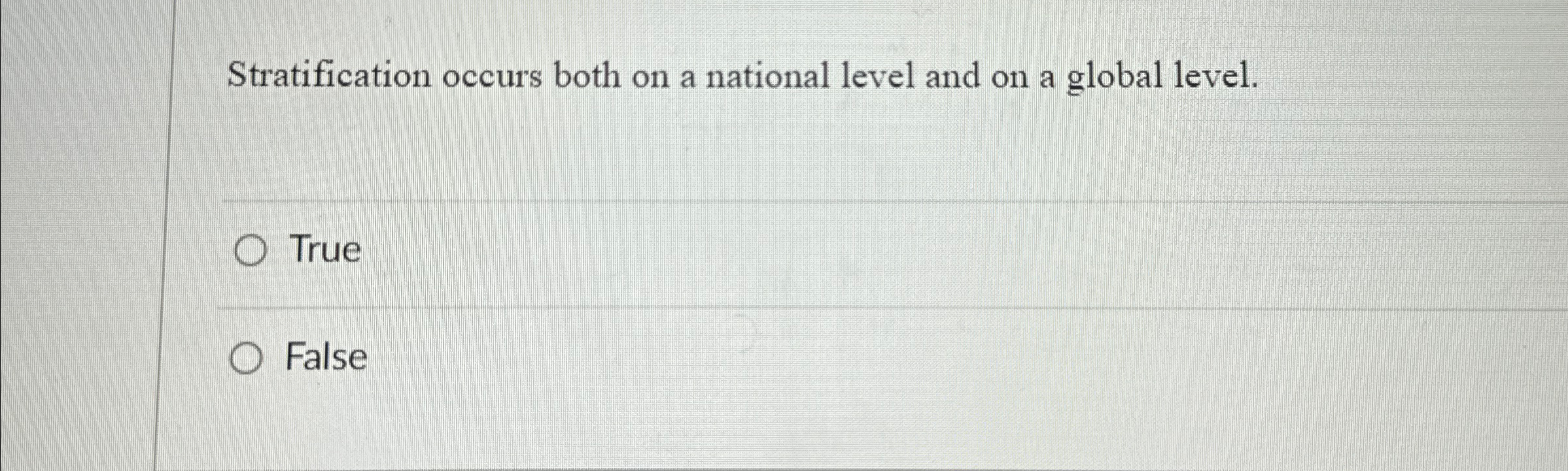 Solved Stratification occurs both on a national level and on | Chegg.com