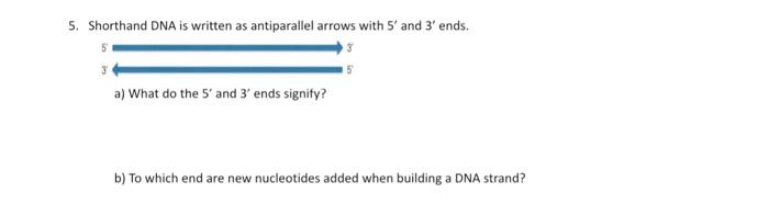 Solved 5. Shorthand DNA is written as antiparallel arrows | Chegg.com