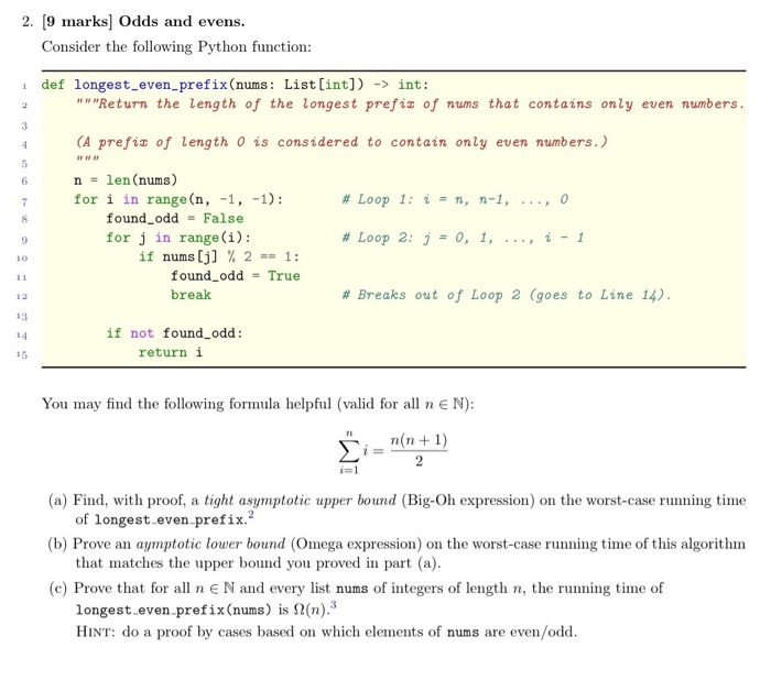 Solved 2. (9 marks] Odds and evens. Consider the following | Chegg.com