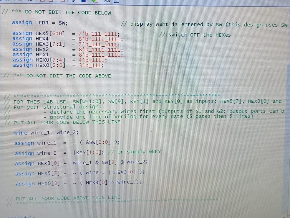 Solved 1/ ﻿ DO NOT EDIT THE CODE ABOVEFOR THIS LAB USE: | Chegg.com