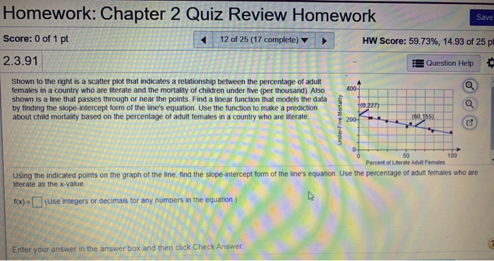 Solved Homework: Chapter 2 Quiz Review Homework Save Score: | Chegg.com
