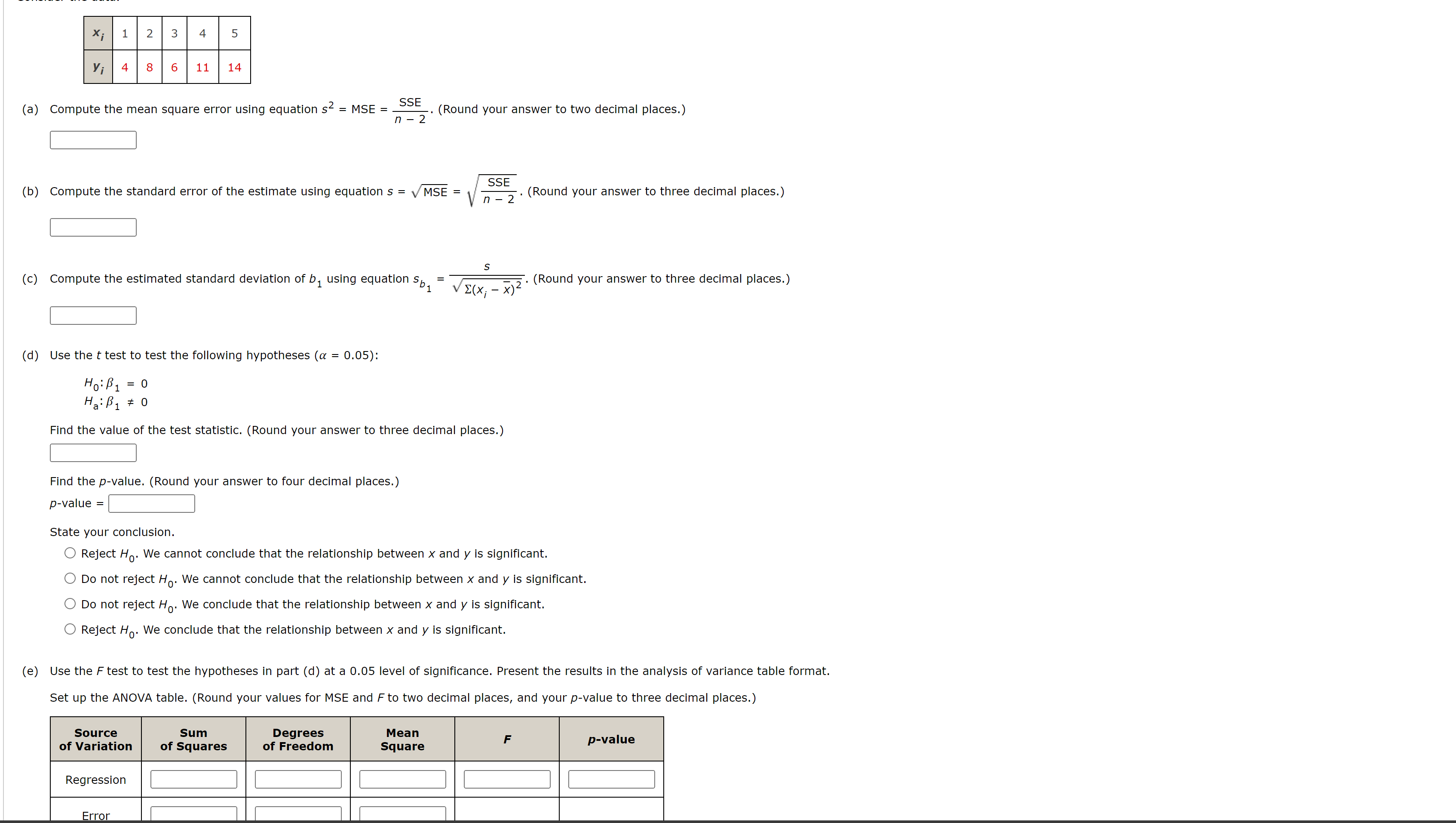 Solved (a) ﻿Compute the mean square error using equation | Chegg.com