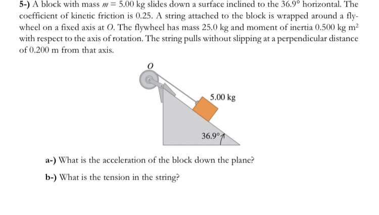 Solved 5-) ﻿A block with mass m=5.00kg ﻿slides down a | Chegg.com