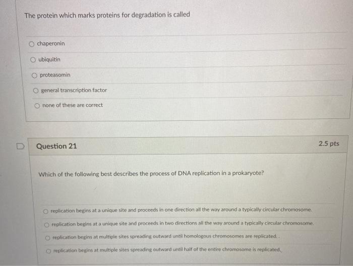 Solved The protein which marks proteins for degradation is | Chegg.com