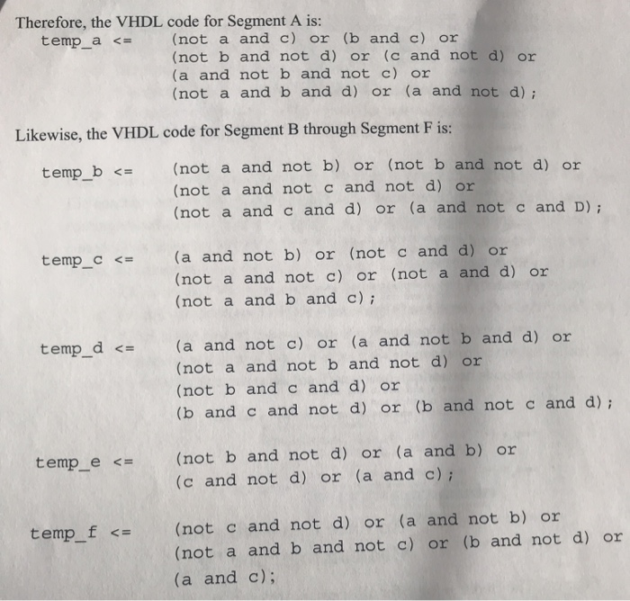 Look at the Boolean equations in the VHDL code. o How | Chegg.com