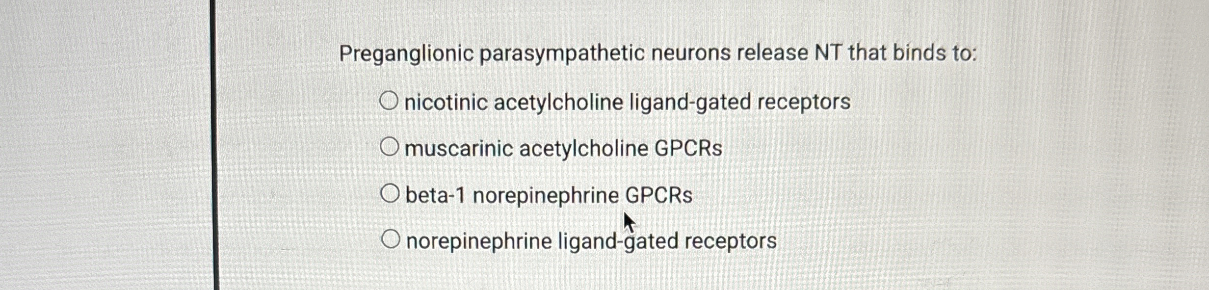 Solved Preganglionic parasympathetic neurons release NT that | Chegg.com