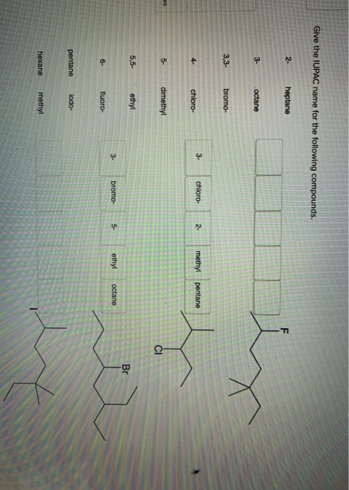 Solved Give the IUPAC name for the following compounds. 2- | Chegg.com