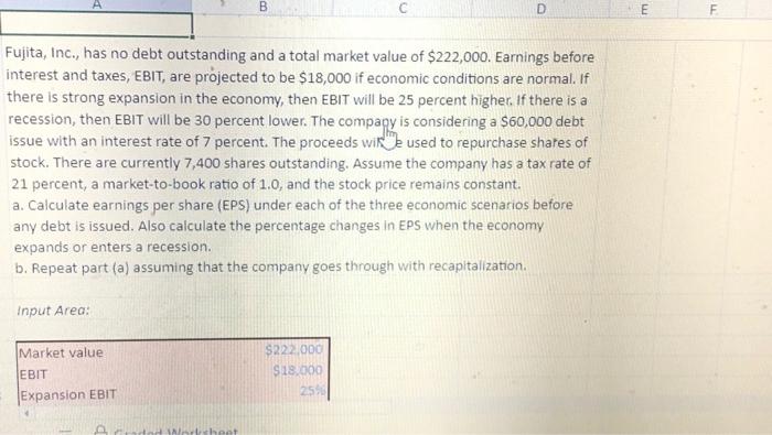 Solved (Use cells A6 to B13 from the given information to | Chegg.com