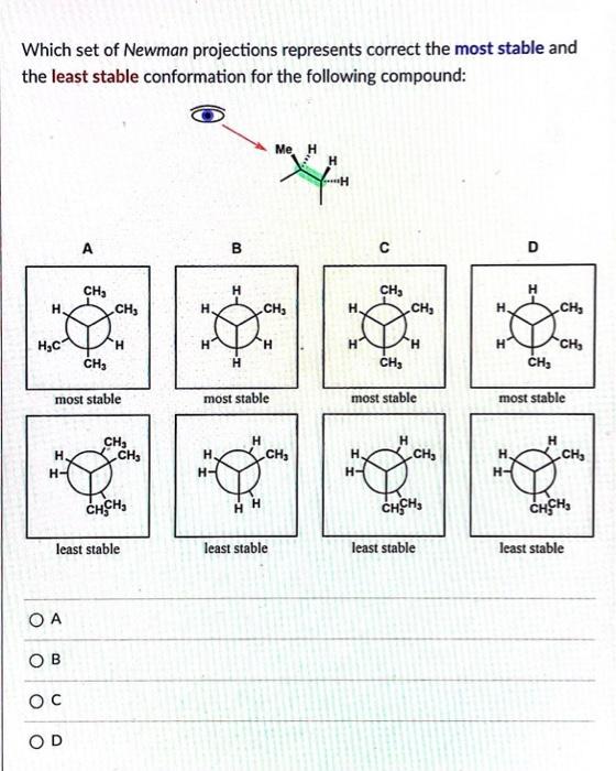 Solved Which set of Newman projections represents correct | Chegg.com