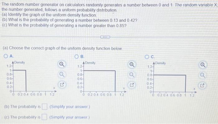 Solved The random-number generator on calculators randomly | Chegg.com