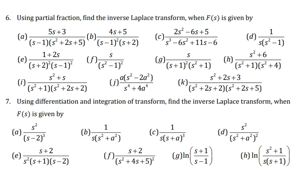 Solved Using partial fraction, find the inverse Laplace | Chegg.com