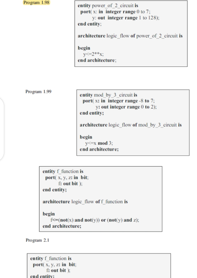 Solved \begin{tabular}{|l|l|} Program 1.98 \\ entity | Chegg.com