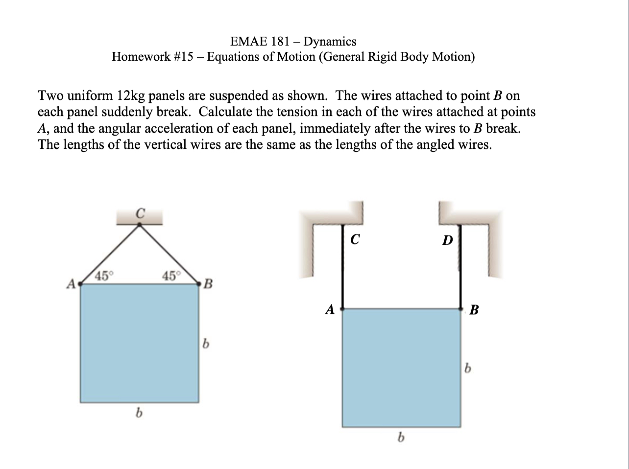 Solved EMAE 181 - ﻿DynamicsHomework #15 - ﻿Equations of | Chegg.com
