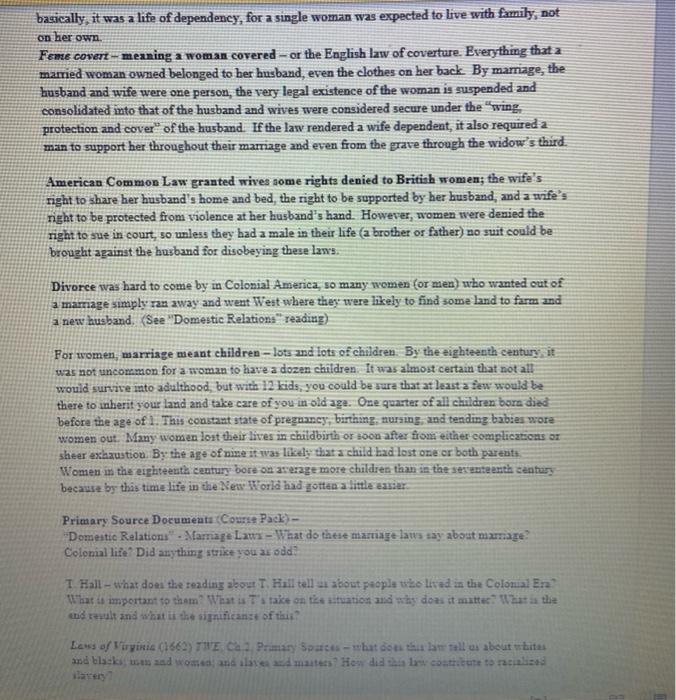 Colonial Women (TWE, Ch.2) To better understand | Chegg.com